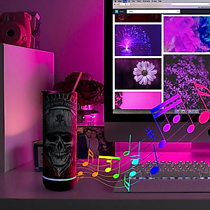 sweet grain Sublimation Speaker Tumblers 20 oz(4Pack) - Music Speaker Tumblers with Lids and Straws, Skinny Straight Sublimation Tumblers with Speaker & USB Charging Cables for DIY Gift - Black