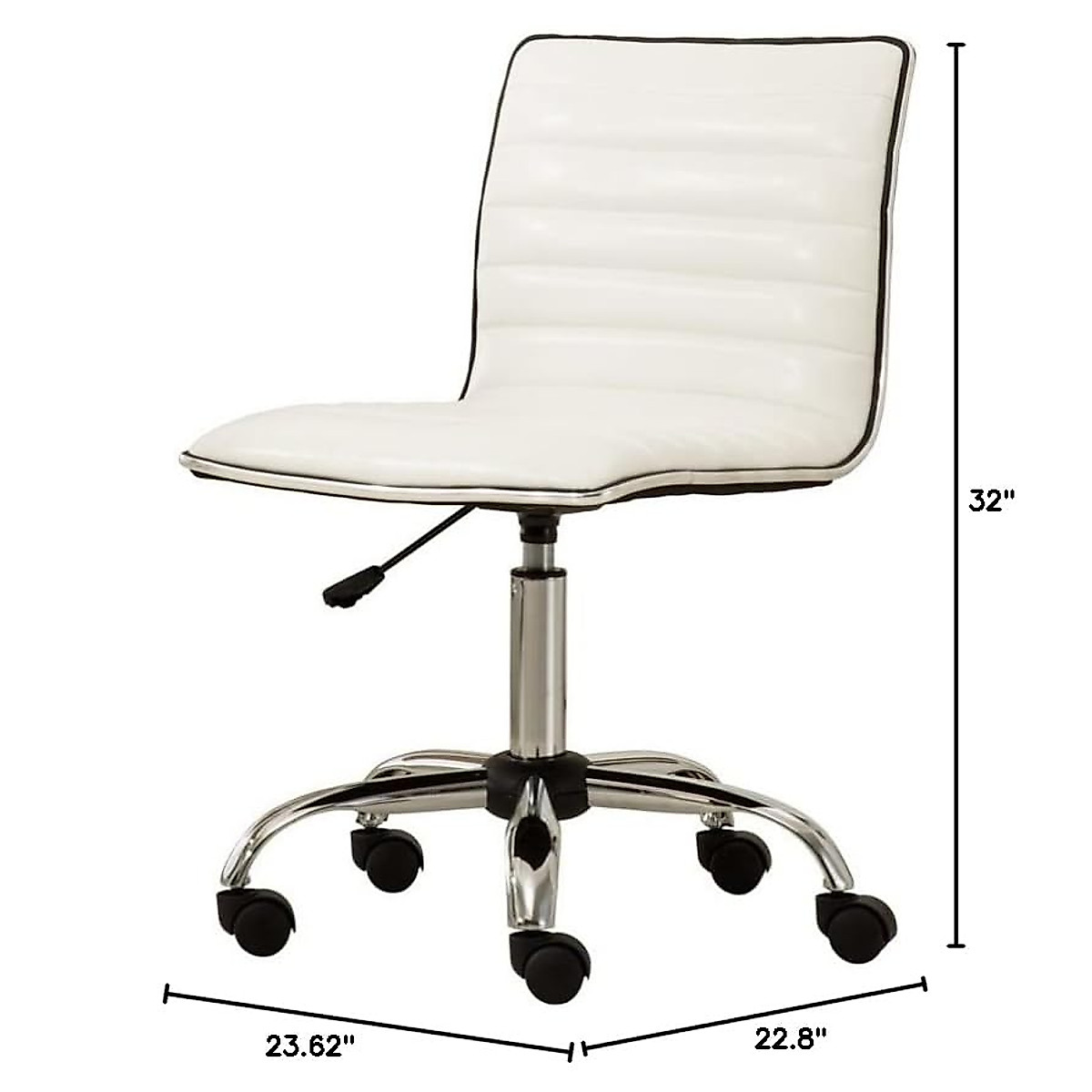Roundhill Furniture Fremo Chromel Adjustable Air Lift Office Chair in White