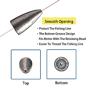 Fishing Bullet Sinker Weight Worm Sinker Fishing Weight,0.07oz/0.125oz/0.178oz/0.25oz/0.357oz/0.5oz,Lead Weight for Bass Fishing Gear Accessories Saltwater