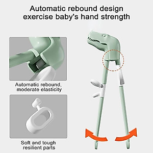 Dinosaur Training Chopsticks,2pcs Chopsticks For Kids ,Reusable Chopsticks Learning Chopstick Helper,Green+Blue