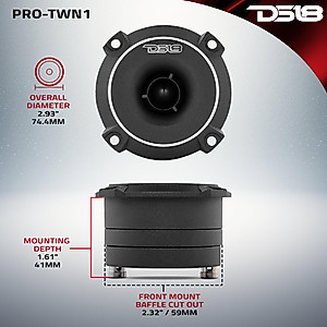 DS18 PRO-TWN1 - Titanium High Compression Neodymium Slim Super Bullet Tweeter 1" 240W Max 120W RMS with Built in Crossover Tweeters are The Best in The Pro Audio and Voceteo Market (1 Speaker)