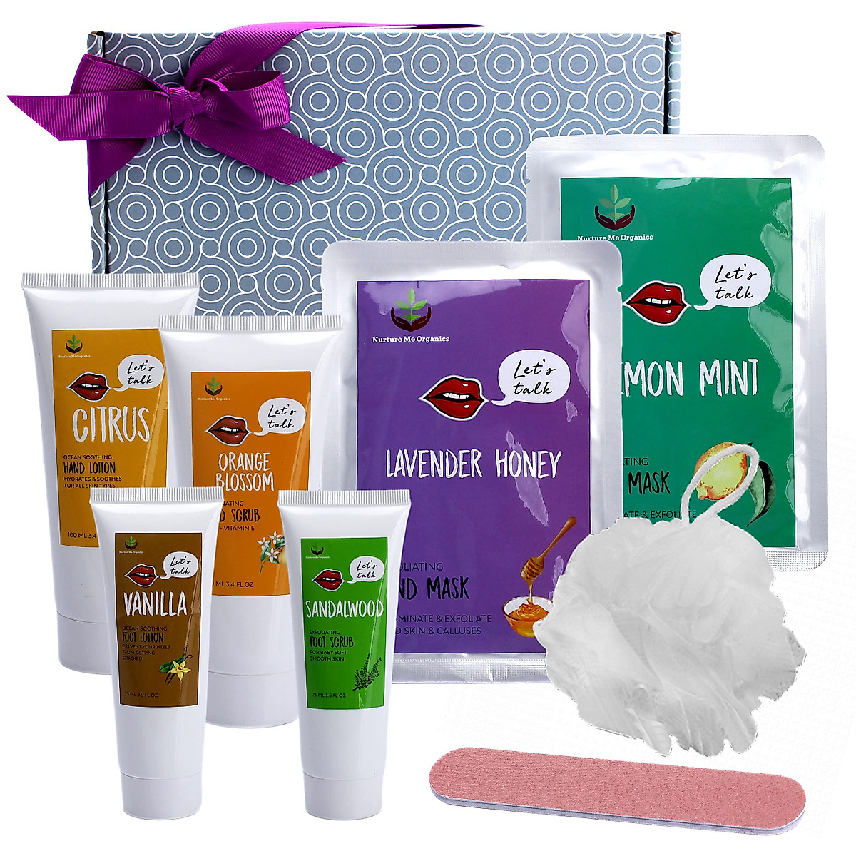 Mother's Day Gift Box Skincare Spa Set. Luxury Spa Gift Set with Hand Mask & Foot Peeling Mask for Working Hands Lotion Gift Set for Hardworking Women & Men! Moisturizing Healing Skincare Kit.
