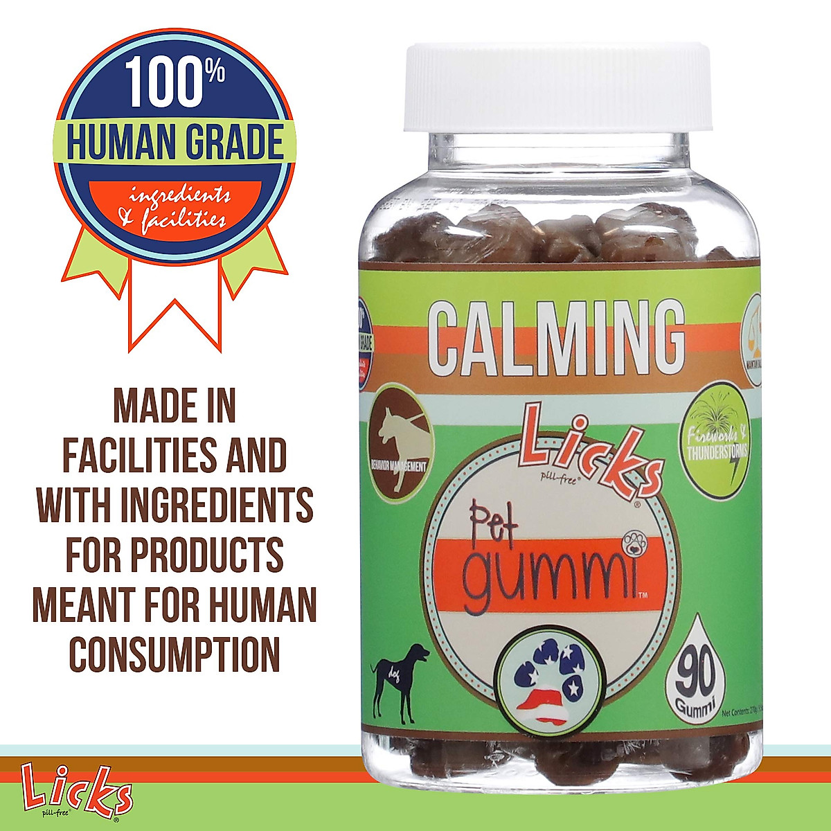 Licks Pill-Free Dog Calming Gummies - Zen Calming Aid Supplements for Aggressive Behavior & Nervousness - Calming Dog & Puppy Treats for Stress Relief & Dog Health - Dog Gummies - 90 Use