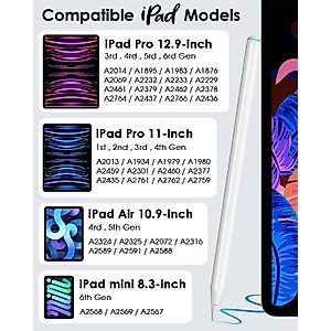 Stylus Pen for iPad ，Same as Apple Pencil 2nd Generation，Pencil 2nd Gen Magnetic Wireless Charging Compatible with Apple iPad Pro 11 in 1/2/3/4, iPad Pro 12.9 in 3/4/5/6, iPad Air 4/5, iPad Mini 6