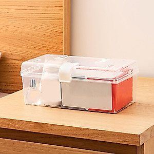 Haofy Clear Storage Box, Portable Plastic Container for Stationery Sewing Art Craft Jewelry with Lid (M)