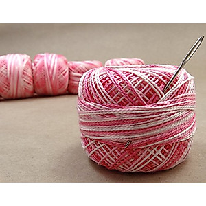 S2J Lot of 10 Pieces Anchor Tatting Crochet Cotton Thread Variegated Skein Yarn Ball