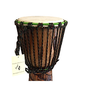 JIVE Djembe Drum African Bongo Congo Wood Drum Deep Carved Solid Mahogany Goat Skin Professional Quality 16" High (Turtle)