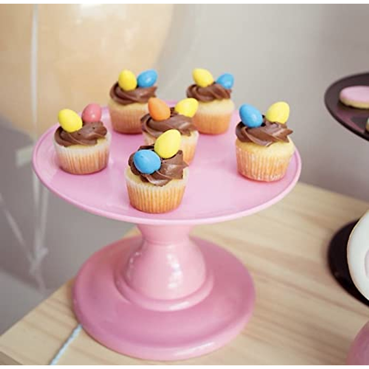 So BOLEIRAS ABS Plastic Colorful Set of 3 Cake Stands (Pink), Easy to use Concept for a More Creative Production for Party, Wedding, Small 9Inchx5Inch, Medium 11Inchx7Inch, Large 12,5Inchx10Inch