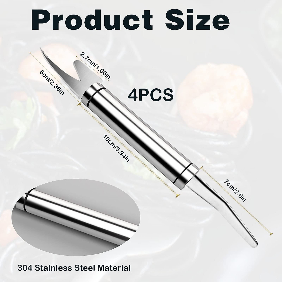 4 Pcs Multifunctional Shrimp Line Knife, Stainless Steel Shrimp Deveiner Tool Quick Shrimp Peeler, Multifunctional Shrimp Line Fish Maw Knife Shrimp Cleaner for Removing Shrimp Line, Fish Scales