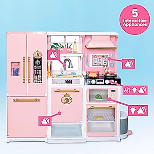 Disney Princess Style Collection Fresh Prep Gourmet Kitchen, Interactive Pretend Play Kitchen for Girls & Kids with Realistic Steam, Complete Meal Kit & 35+ Accessories