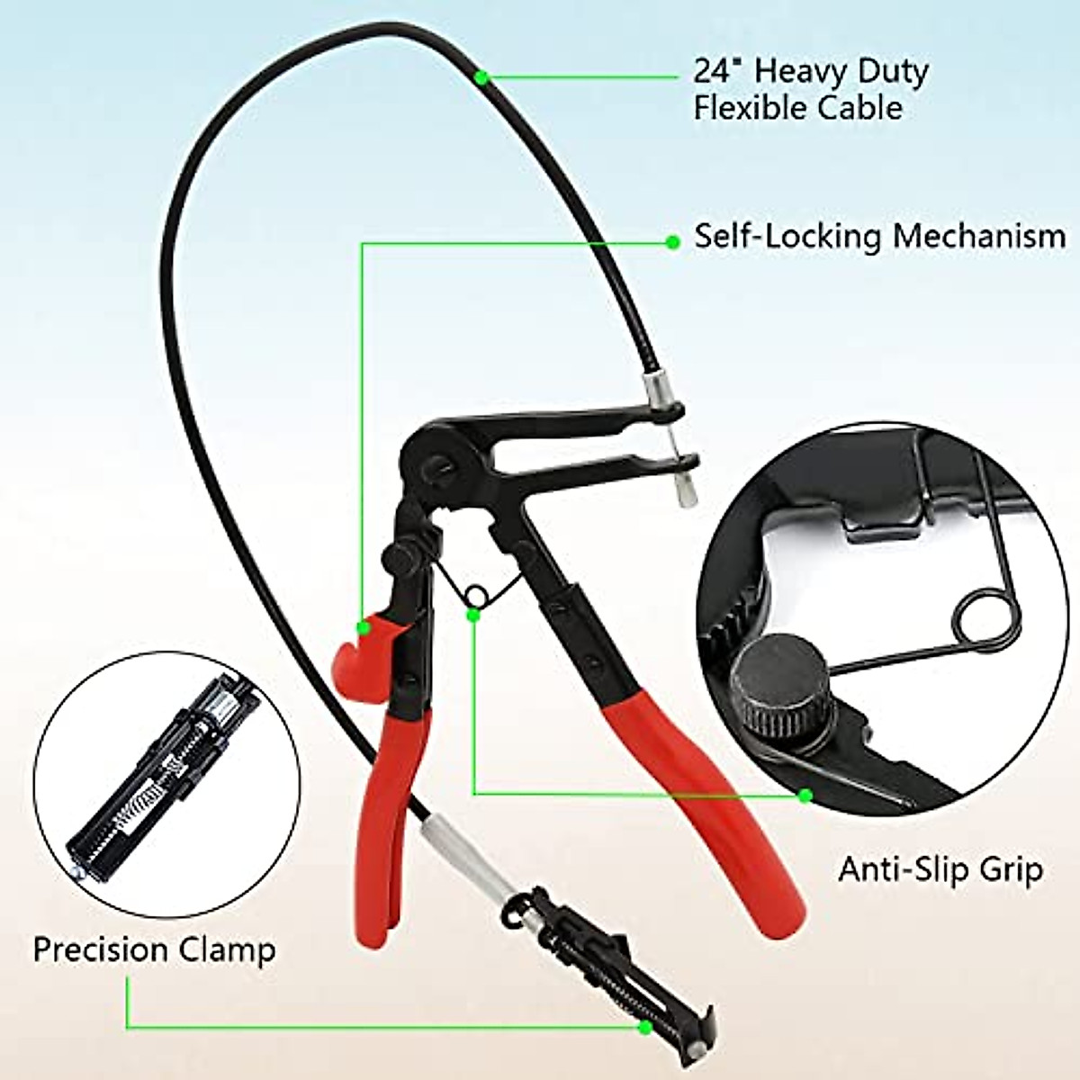 Hose Clamp Pliers Set, 9pcs Wire Long Reach Hose Clamp Pliers Set for Automotive Coolant Radiator Heater and Water Hose with Band Flat or Large Clamps, Clamp Removal Tool by BOOTOP PIN