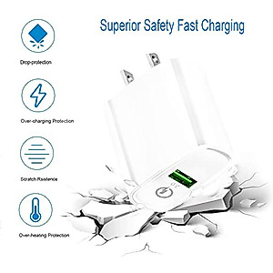 18W Fast Charger for Samsung Galaxy A32 A14 A02S S22 S20 S21 Plus Ultra 5G,A50 A20 A10E A12,Tab A 10.5 2018/10.1 2019/S4 S5e S6,Quick Charge 3.0 Power Adapter Plug/Phone Charging Block+6FT USB C Cable