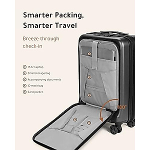 LUGGEX 20 Inch Carry on Luggage Set with Pocket Compartment - PC Hard Shell Suitcase Set with Backpack - Hassle-free Travel Luggage Airline Approved