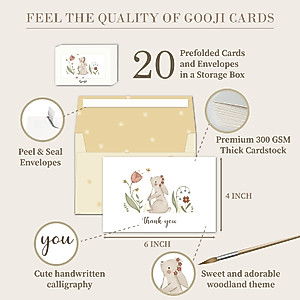 Gooji 4x6 Woodland Thank You Cards with Envelopes (Bulk 20-Pack) Matching Peel-and-Seal Envelopes Assorted Bulk, Watercolor Birthday Party, Baby Shower, Weddings, Greeting, Blank Notes Stationary