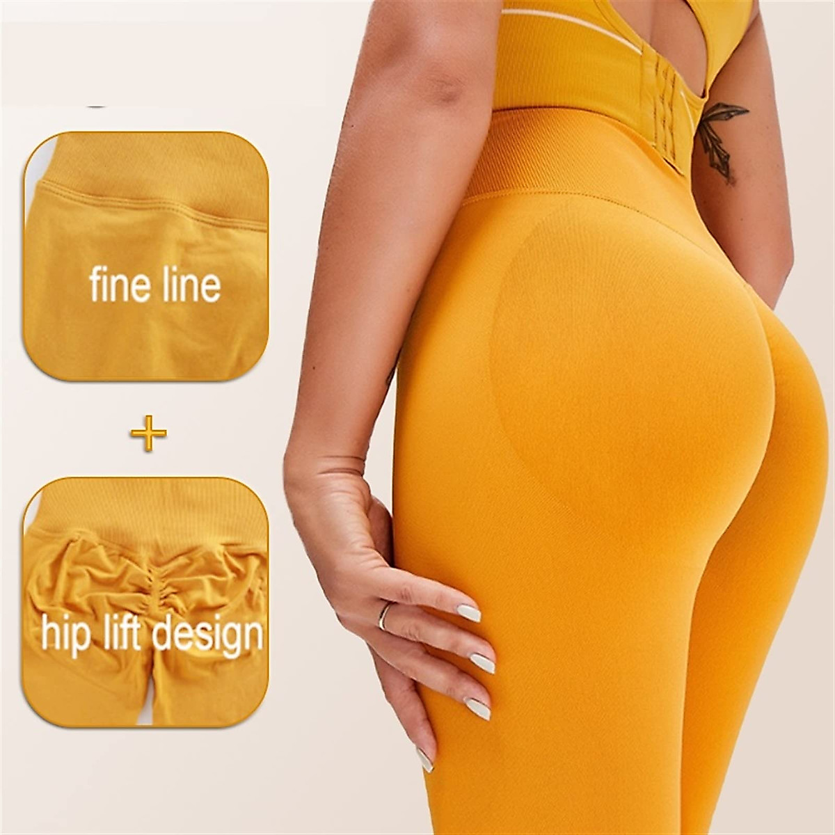 LSCZSLYH Yoga Pants Nylon High Waist Leggings Poly Butt Pants Gym Fitness Pants Women Tights (Color : Green, Size : L)