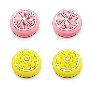 Lemon Joystick Thumb Grips Cover Stick Thumbstick Caps for Nintendo Switch NS Nitendo Switch Lite NS JoyCon 4PCS (2 Pink 2 Yellow)