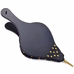 Bellows for Fire Pit Wood Stove Camping, 19"x 8" Fireplace Blower with Hanging Strap, Cast Nozzle Fireplace Bellows Outdoor and Indoor (Black)
