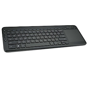 Microsoft Wireless All-In-One Media Keyboard,Black - Wireless Keyboard with Track Pad. USB Wireless Receiver. Spill Resistant Design. 2AAA Batteries Included.