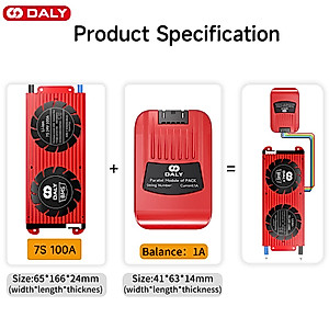 DALY Smart BMS 7S 24V 100A Li-ion 3S Parallel Module 1A with UART RS485 CAN Bluetooth BMS Parameter Real Time Review and Reset for Rated 3.7V Lithium Power Bank Storage EV