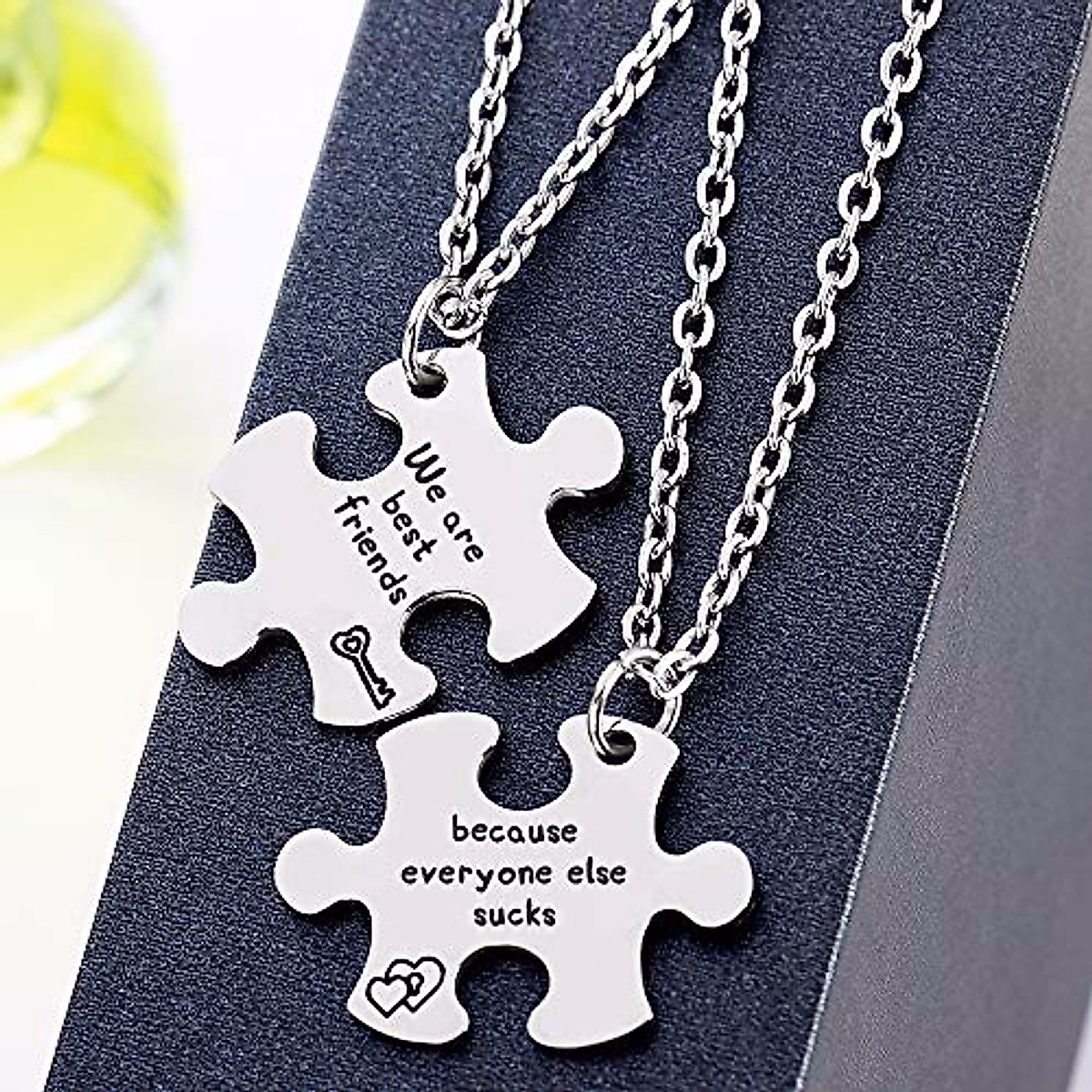 MJartoria Best Friend Necklaces, Friendship Necklace Puzzle Piece Necklaces Set Gifts for Women Teens BFF Necklace for 2 (we are best friend because everyone else ...)