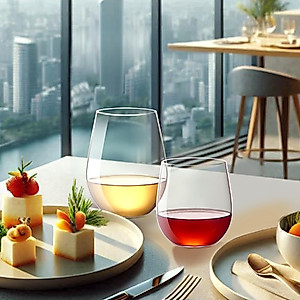 Amazing Abby - Cynthia - 20-Ounce Unbreakable Tritan Wine Glasses (Set of 6), Plastic Stemless Wine Tumblers, Reusable, BPA-Free, Dishwasher-Safe, Perfect for Poolside, Outdoors, Camping, and More