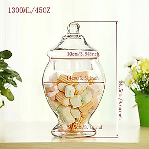 Livejun Glass Apothecary Jars 45 Ounce Decorative Candy Cookie Jars ，Clear Elegant Storage Jar with lids Canisters Sets for the Kitchen Wedding Home Centerpiece Candy Buffet Set of 2