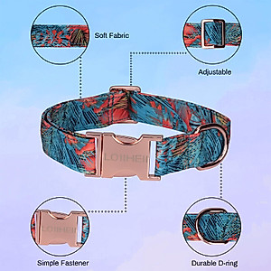 LOIIHEII Mothers' Day Dog Leash Match Dog Collar,Solid and Durable Dog Leash with Red Flowers,Leashes for Dog Training & Behavior aids for Small to Medium Dogs(S)