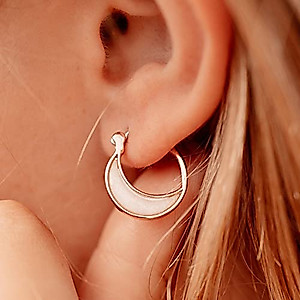 Pura Vida Gold Opal Crescent Hoop Earrings - Handmade Earrings with Resin Opal, Boho Earrings - Sterling Silver Earrings for Women, Statement Earrings for Women, Boho Jewelry for Women - 1 Pair