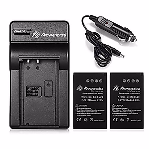 ENEL20, EN-EL20a Battery & Charger, Powerextra ENEL20 EN-EL20a for Nikon Coolpix P950, P1000, DL24-500, Nikon Coolpix A, 1 AW1, 1 J1, 1 J2, 1 J3, 1 S1, 1 V3 Digital Camera