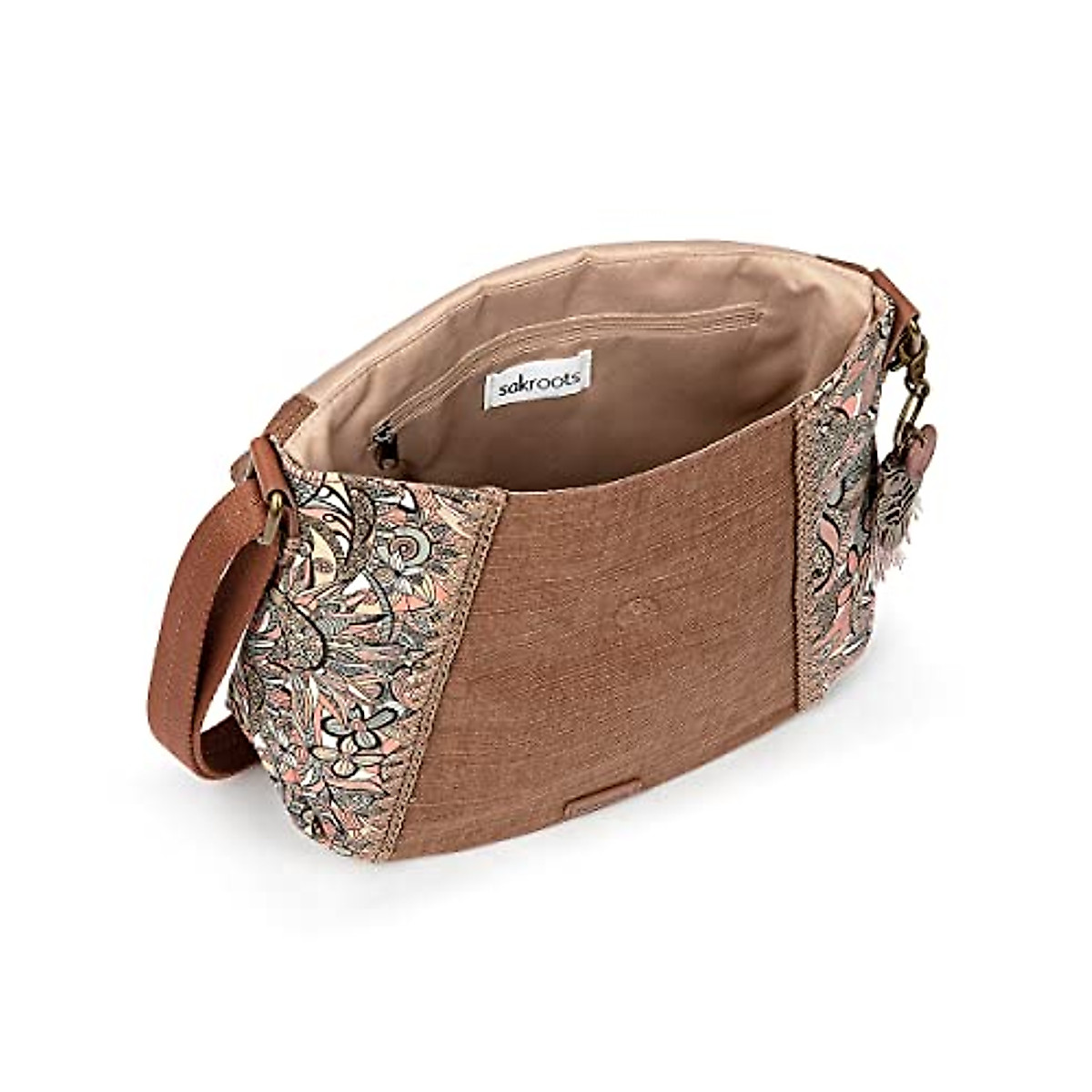 Sakroots Foldover Crossbody Bag in Cotton Canvas, Multifunctional Purse with Adjustable Strap & Zipper Pockets, Sienna Spirit Desert