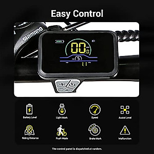 HEZZO Electric Bike, Electric Bike for Adults 350/750W Ebikes 26" Electric Mountain Bike Shimano 21 Speed Gears Electric Bicycle with 36V 10.4Ah/48V 10Ah Removable Battery and Free Lock (750W-48V)