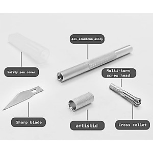 Fengirl precision carving craft hobby knife suit 1 exacto knife 11 stainless steel exacto blades one 15cm steel ruler A5 PVC cutting board 1 art knife 10 blades