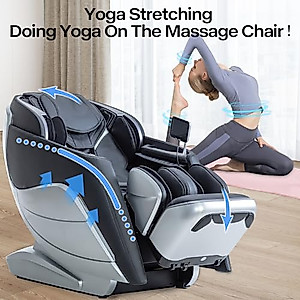 iRest A710 4D Massage Chair, Named Alfine, Full Body Shiatsu Zero Gravity Recliner with Yoga Stretching, SL Track, Automatic Calfrest Extension, Calf Kneading (Light Black-Closed Footrest)