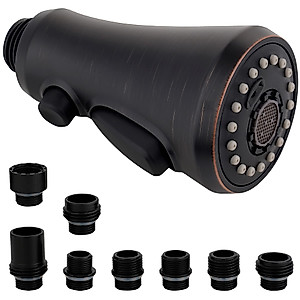 iFealClear Pull Down Kitchen Faucet Head Replacement, 3-Mode Faucet Head for Kitchen Sink, Faucet Sprayer Nozzle, 12 Adapters Compatible with Moen, American Standard, Delta Faucets, Oil Rubbed Bronze