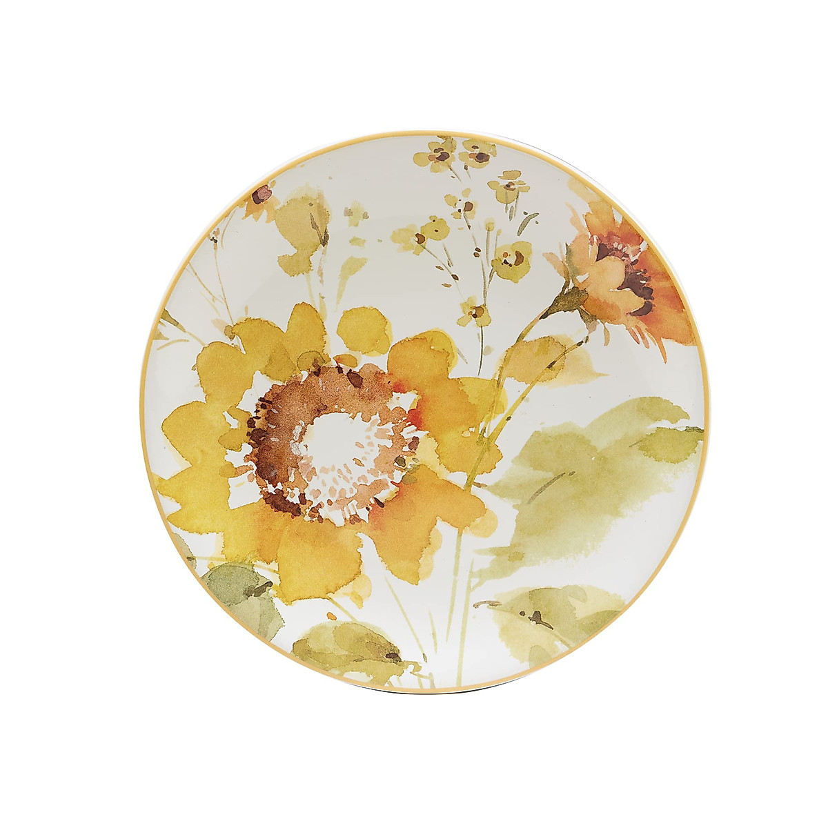 Certified International Sunflowers Forever, Salad/Dessert Plates, Multicolored, 9" x 9", Set of 4