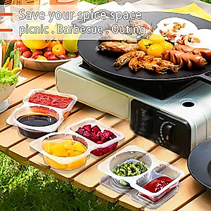 HDLYQL Double Compartment Condiment Container Double Compartment Snack Containers Double Condiment Containers with Lids for To-Go Sauce, Food Sampling, Travel Snack (25pcs)