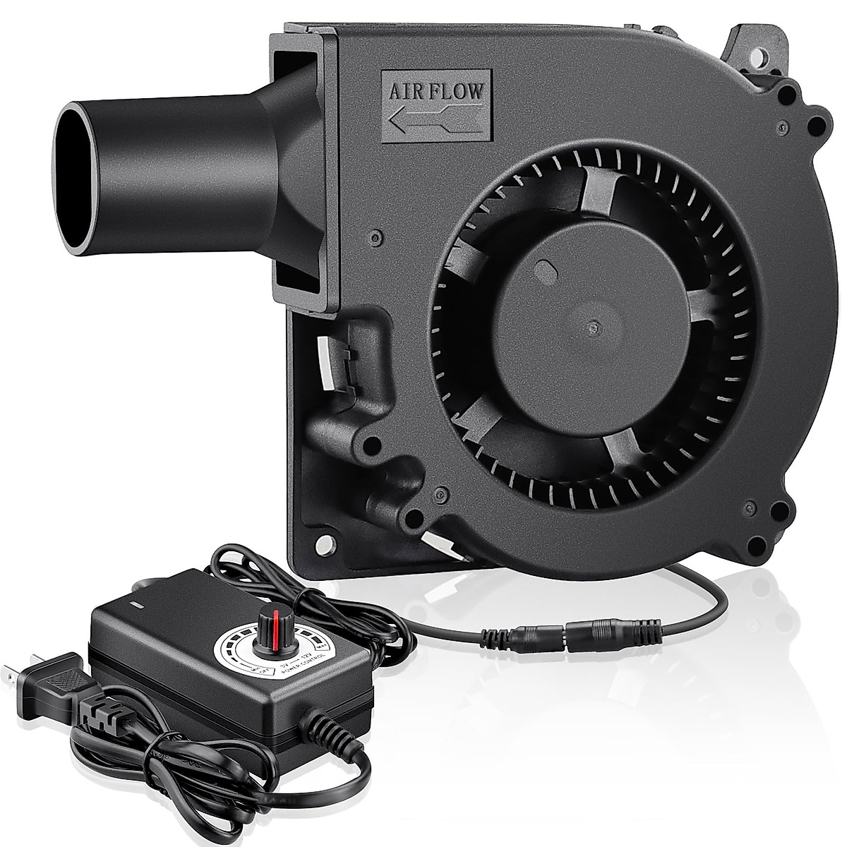 WDERAIR 120mm Small 12Volt Electric BBQ Blower Fan with Adjustable Controller for Squirrel Cage Centrifugal Air Blower、 Smoker Ventilation or Replacement Inflatables、Charcoal Starter、Barbecue Grill