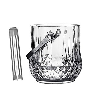 WYMESW Glass Ice Bucket Wine Cooler,Champagne Wine Bucket,Insulation Ice Bucket Ice Tongs,Elegant Crystal Beverage Tub for Parties Bar-a 12x13x10cm(5x5x4inch)