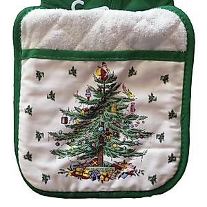 Spode Christmas Tree 2-pc Kitchen Gift Set: Oven Mitt & Square Pot Holder