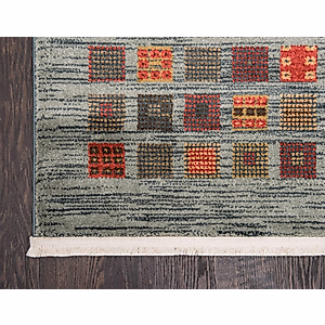 Unique Loom Fars Collection Modern Classic Geometric Tribal Inspired Design Area Rug, Rectangular 7' 1" x 10' 0", Light Blue/Navy Blue