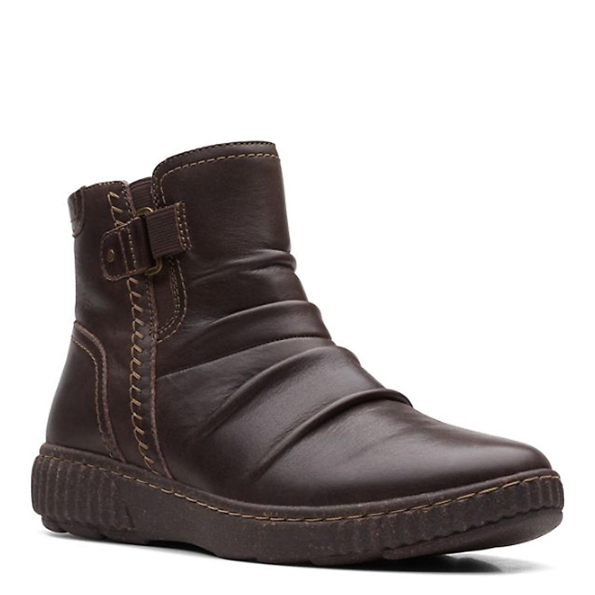 Clarks Women's Caroline Orchid Ankle Boot, Dark Brown, 9