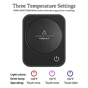 VOBAGA Coffee Mug Warmer, Electric Coffee Warmer for Desk with Auto Shut Off, 3 Temperature Setting Smart Cup Warmer for Heating Coffee, Beverage, Milk, Tea and Hot Chocolate (No Cup)