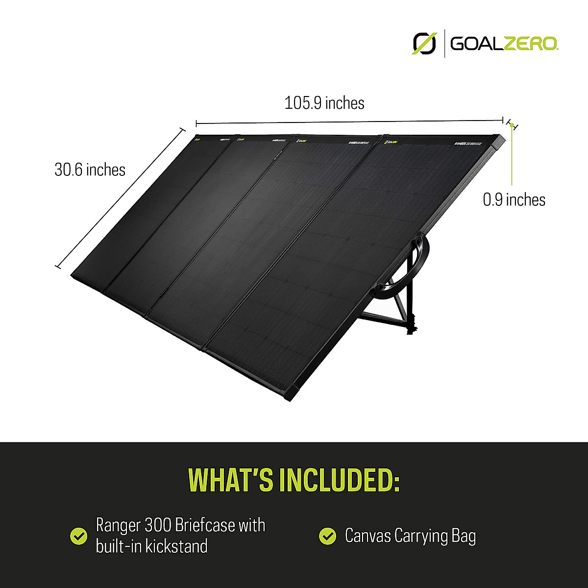 Goal Zero Ranger 300 Briefcase Solar Panels, Portable 300-Watt Solar Panels, Flexible Solar Panels for Outdoor Charging Station