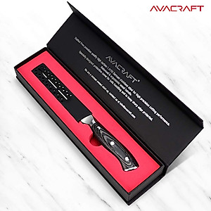 AVACRAFT Kitchen Utility Knife, High Carbon German 1.4116 Stainless Steel, Cutting Chopping Carving Knife, Ergonomic Wooden Handle, Razor Sharp, 5inch Knife with Custom Storage Case