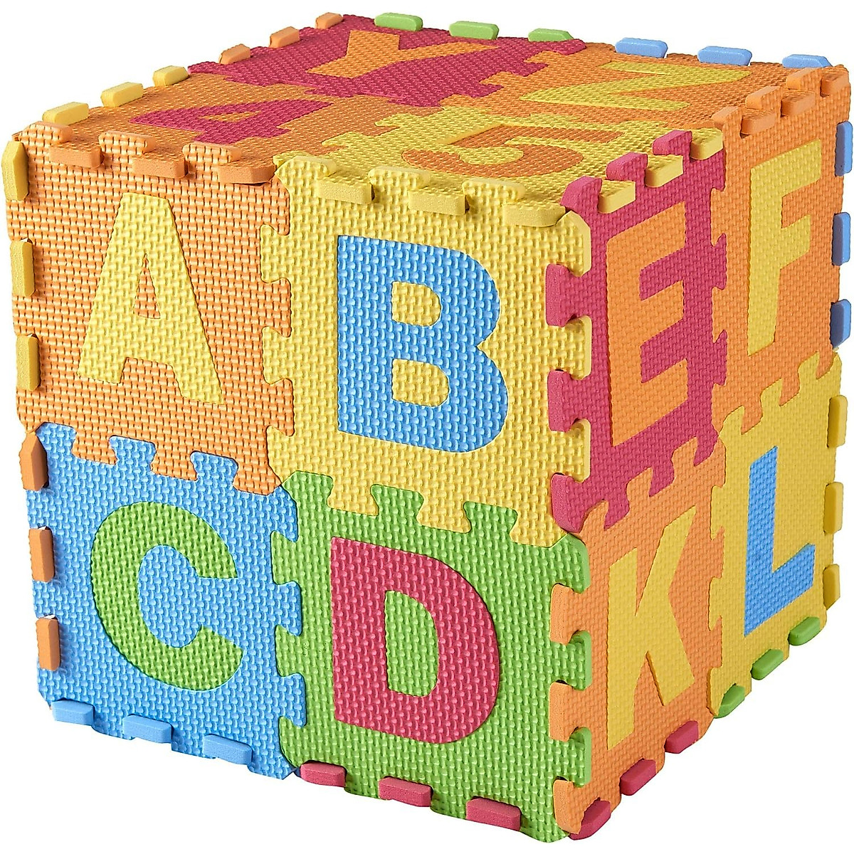 DIMPLE Kids Foam Play Mat (72 Pieces Total) 6.25 x 6.25 Inches Interlocking Alphabet and Numbers Floor Puzzle Colorful EVA Tiles Girls, Boys Soft, Reusable, Easy to Clean (2 Pack of 36)