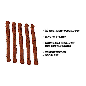 Slime 20233 Tire Repair Plugs Strings, ATV, Mowers, Wheelbarrows, 7-ply, 4 inch, 5 Count