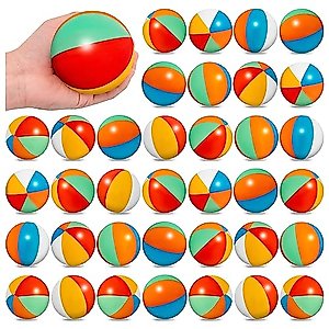 CLESDF Mini Beach Stress Balls for Kids, 36Pcs Rainbow Relief Stress Foam Balls, Swimming Pool Game Toy Sports Balls for Hawaiian Beach Birthday Party Favor Supplies…