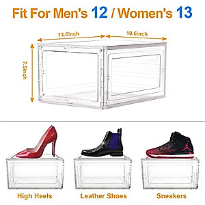 Colmthys Shoe Storage Boxes, Clear Plastic Stackable Shoe Organizer Sneaker Boot Shoe Display Case for Closet Collection Storage with lids 3 Pack White