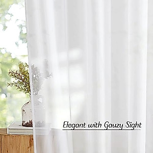 NICETOWN Sheer Curtain Panels Bedroom - Home Decoration Solid Voile Panels with Ring Top (2-Pack, 54 Wide x 84 inch Long, White)