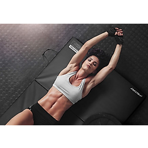 RitFit Upgraded Folding Exercise Mat, 2 Inch Thick Gymnastics Mat 3’x6’,4’x8’,4x10’ with Carrying Handles for Yoga, MMA, Stretching, Core Workouts and Home Gym Protective Flooring